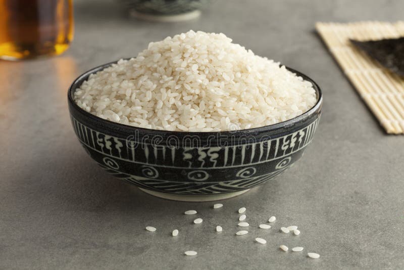 Bowl with Raw Japanese Sushi Rice Stock Photo - Image of uncooked ...