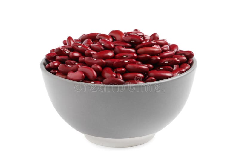 Bowl of Raw Red Kidney Beans Isolated on White Stock Image - Image of ...