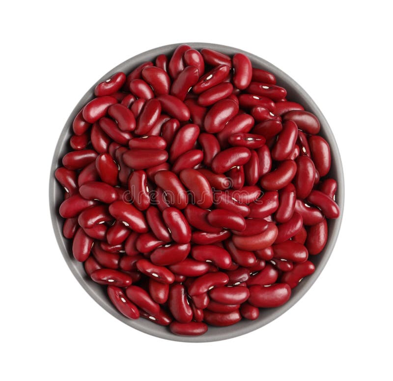 Bowl of Raw Red Kidney Beans Isolated on White, Top View Stock Image ...