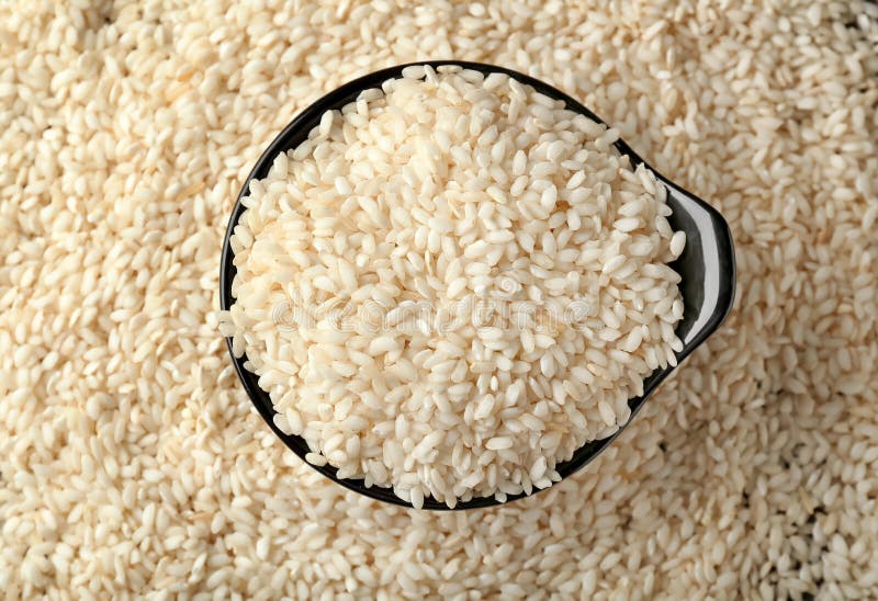 Bowl with Raw Rice on Table, Top View Stock Photo - Image of cook ...