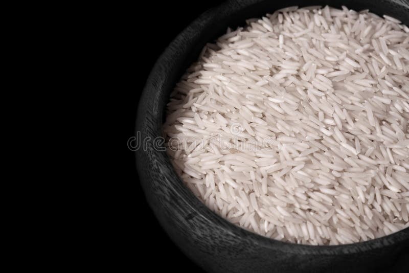 Bowl of Raw Rice in a Wooden Bowl. Stock Photo - Image of grain, food ...