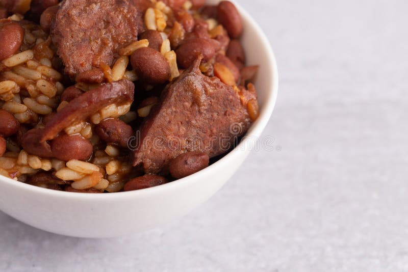 Bowl of Red Beans and Rice with Sausage Stock Photo - Image of classic ...