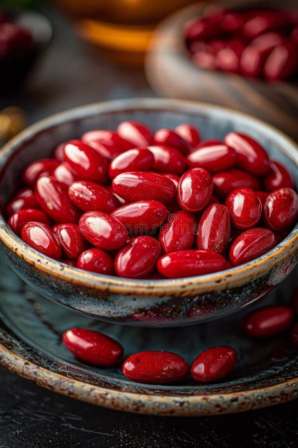 A Bowl of Red Beans on a Table with Other Bowls, AI Stock Illustration ...