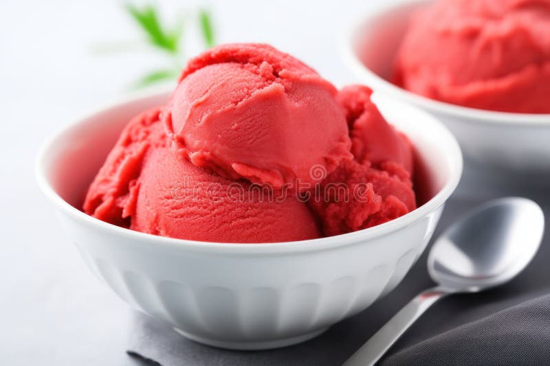 A bowl of red ice cream stock illustration. Illustration of generated ...
