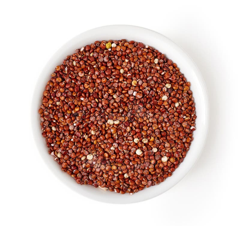 Bowl of Red Quinoa Isolated on White, from Above Stock Photo - Image of ...