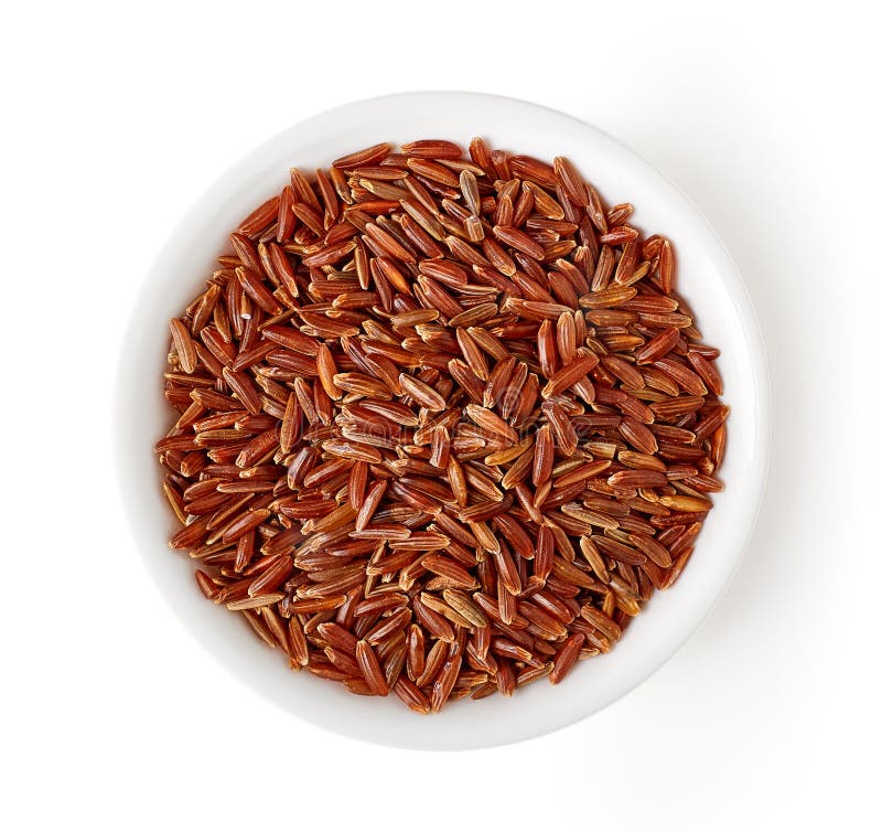 Bowl of Red Rice Isolated on White, from Above Stock Image - Image of ...