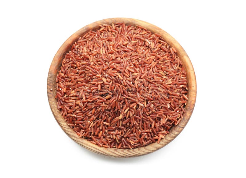 Bowl with Red Rice on White Background Stock Image - Image of rice ...