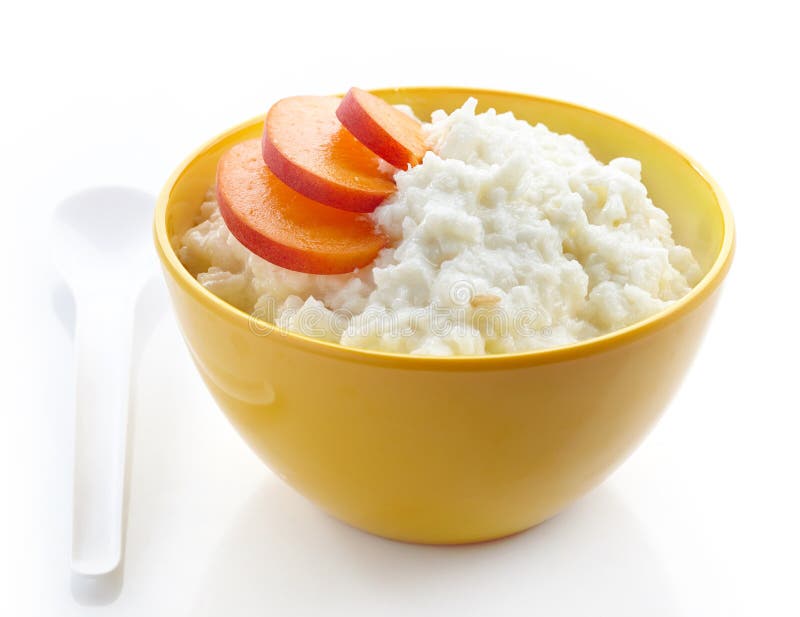 Bowl of Rice Flakes Porridge Stock Photo - Image of breakfast, grain ...