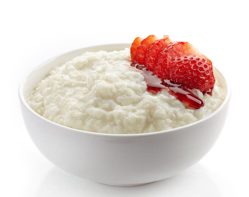 Bowl of Rice Flakes Porridge Stock Photo - Image of light, natural ...