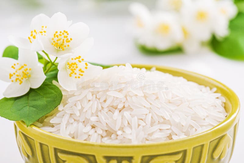Bowl with rice jasmine stock photo. Image of dietary - 41313340