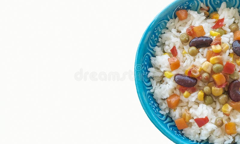 Bowl of Rice with Legumes on White Background Stock Photo - Image of ...