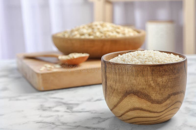 Bowl with Rice on Marble Table Stock Photo - Image of crop, culinary ...