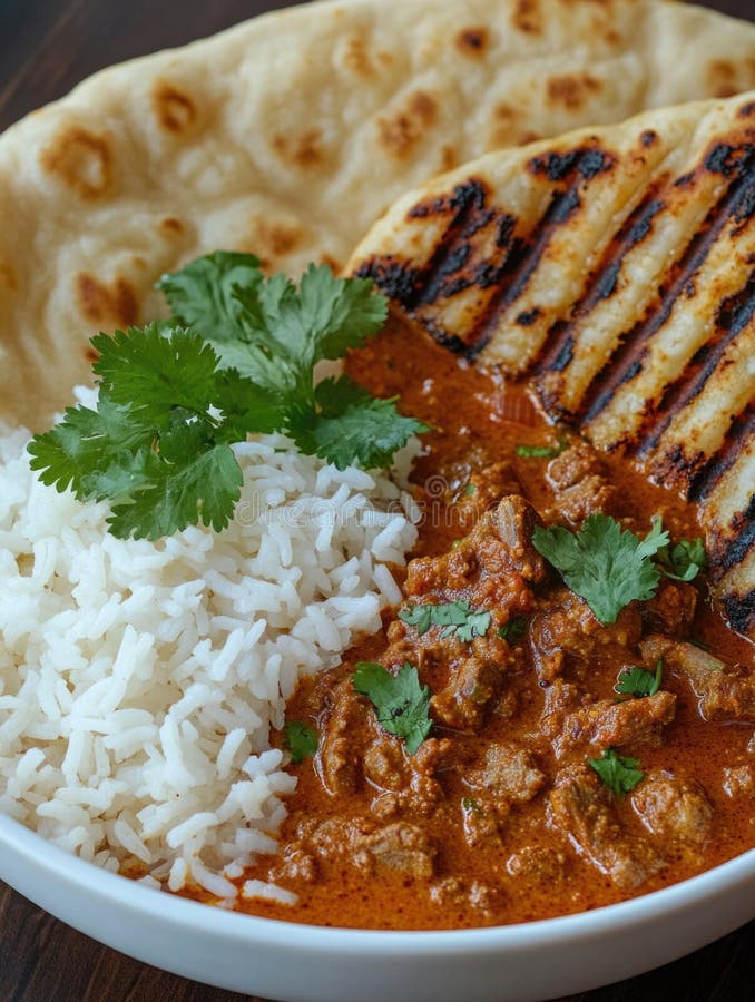 Bowl Rice Meat Side Flatbread Stock Photos - Free & Royalty-Free Stock ...