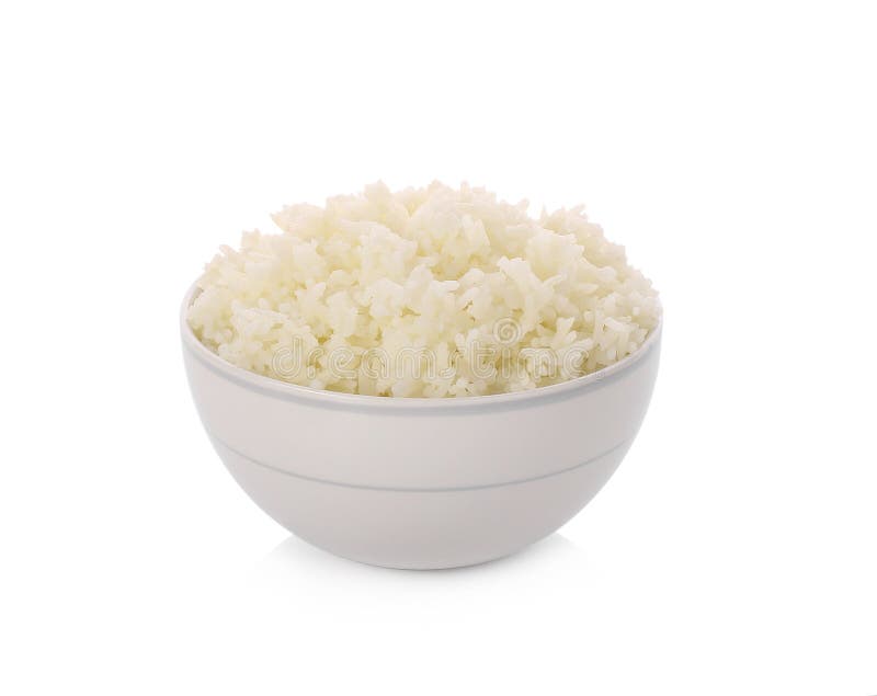 Bowl of Rice on White Background Stock Photo - Image of grain, healthy ...