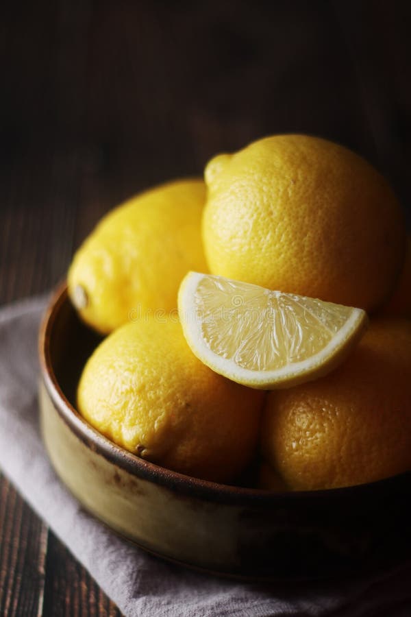 A Bowl with Yellow Bright Lemons Stock Image - Image of organic ...