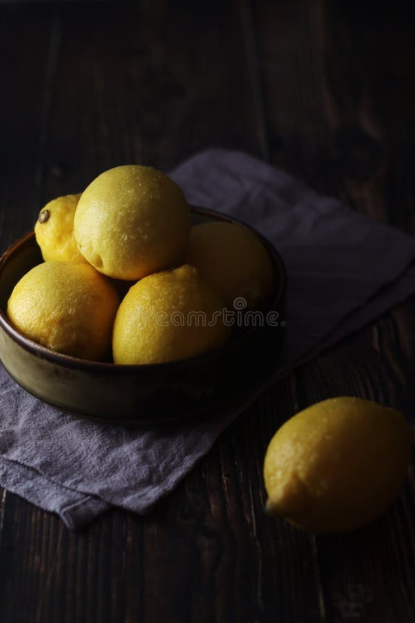 A Bowl with Yellow Bright Lemons Stock Image - Image of organic, color ...