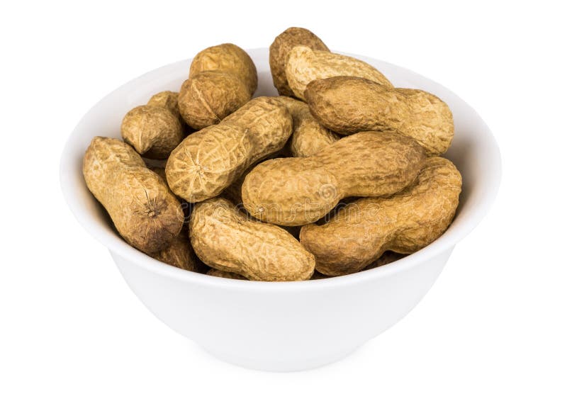 Bowl of Roasted Peanuts in Shell on White Stock Image - Image of ...