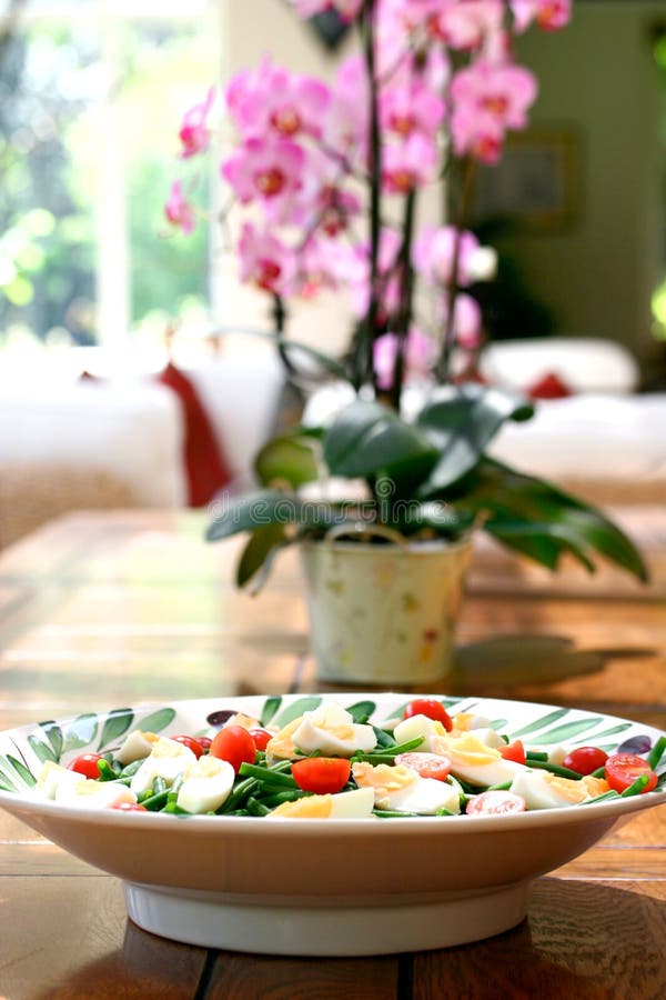 Bowl of salad on table stock image. Image of plant, olives - 3092015