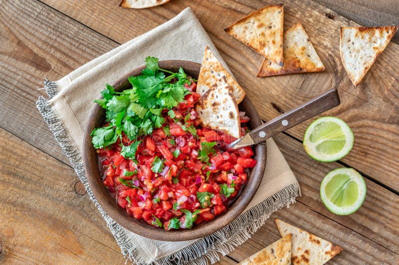 Bowl of Salsa with Tortilla Chips Stock Image - Image of cooking ...