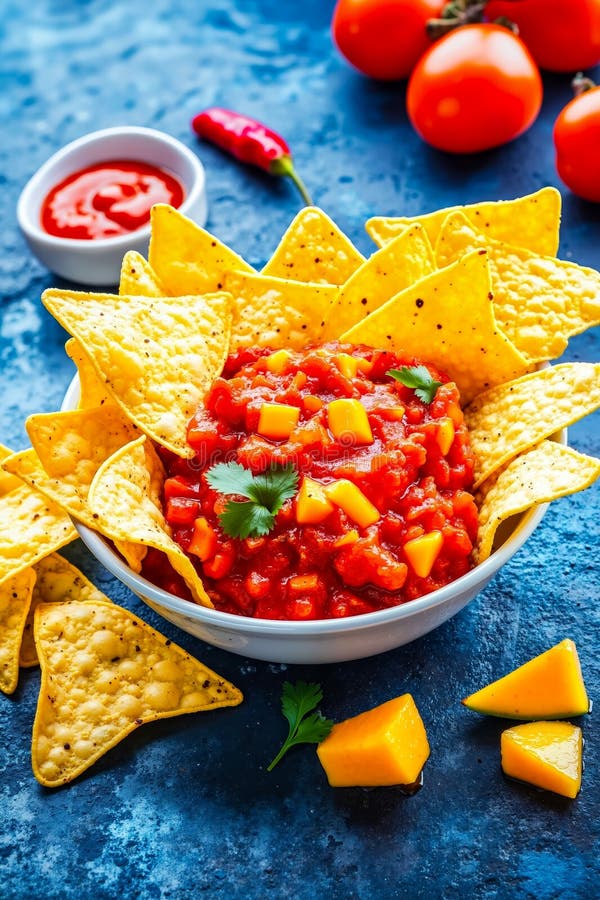A Bowl of Salsa with Tortilla Chips and Salsa Sauce Stock Photo - Image ...