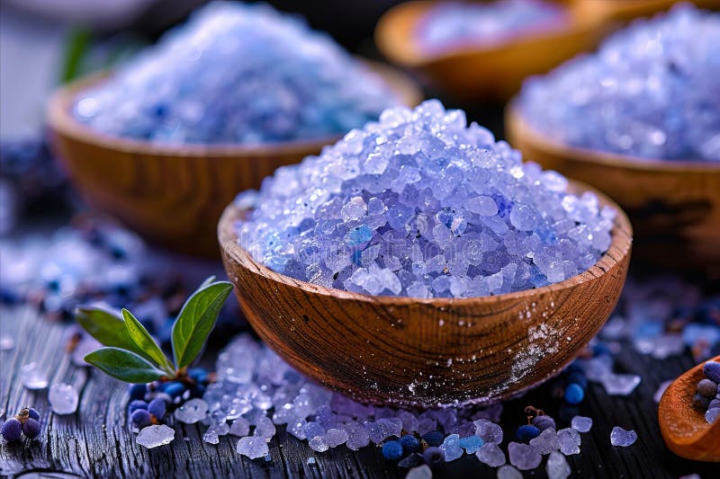 A Bowl of Salt with Some Leaves and Berries Stock Photo - Image of ...