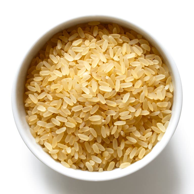Bowl of Short Grain Parboiled Rice on White. Stock Photo - Image of ...