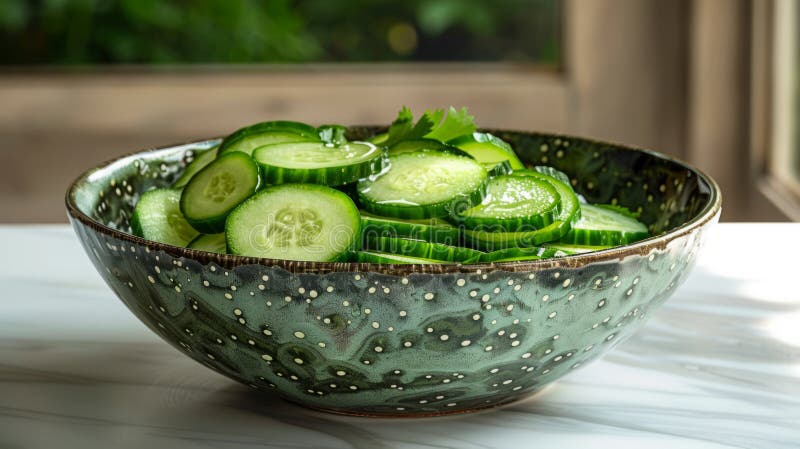 Bowl Sliced Cucumbers Kitchen Counter Stock Photos - Free & Royalty ...