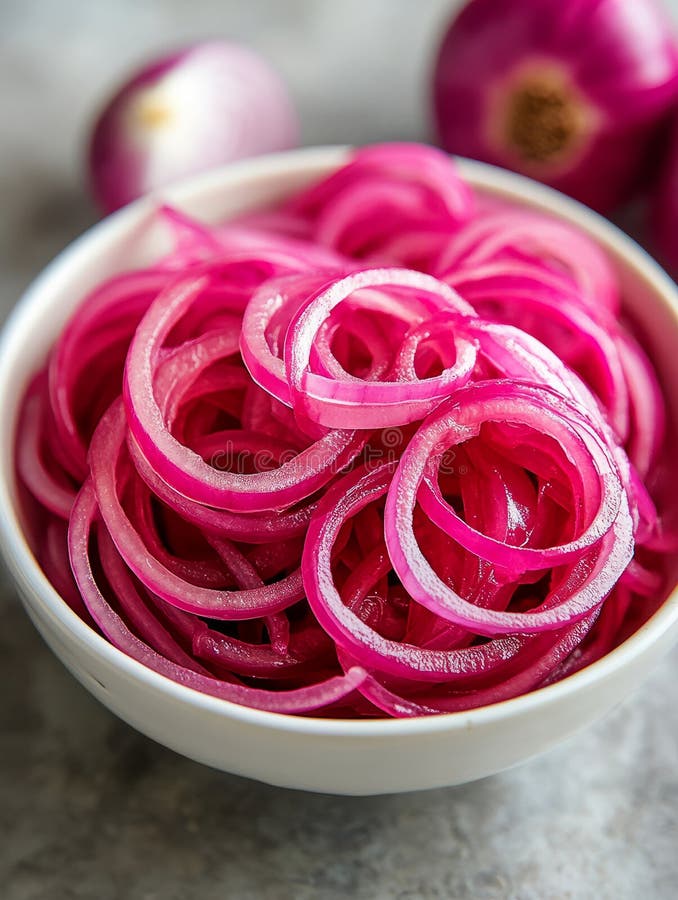 Bowl of Sliced Pickled Red Onions on a Table. Stock Photo - Image of ...