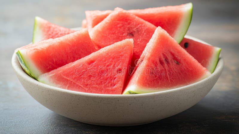 Bowl of Sliced Watermelon on a Table. Stock Image - Image of summer ...