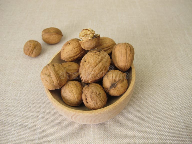 A Bowl with Small and Large Walnuts Stock Photo - Image of snack ...