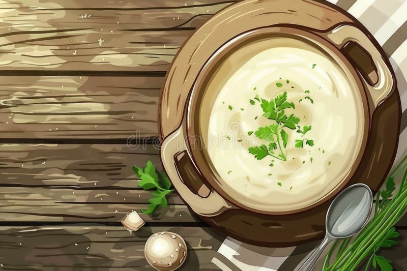 A Bowl of Soup on a Table with a Spoon, Ideal for Food Concepts Stock ...