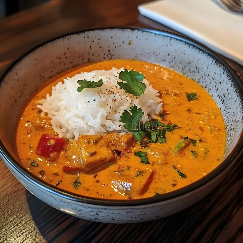 A Bowl of Spicy Curry with Rice Stock Illustration - Illustration of ...