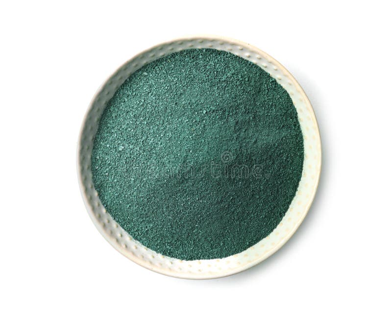 Bowl of Spirulina Algae Powder Isolated on White Stock Image - Image of ...