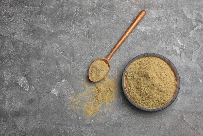 Bowl and Spoon with Hemp Protein Powder on Table Stock Image - Image of ...