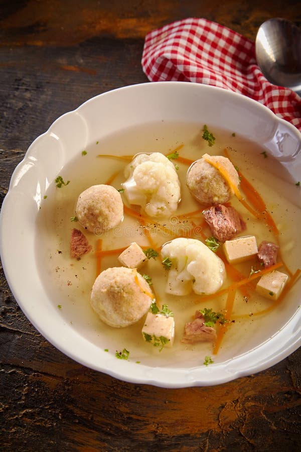 Bowl of Spring Broth with Bone Marrow Dumplings Stock Image - Image of ...