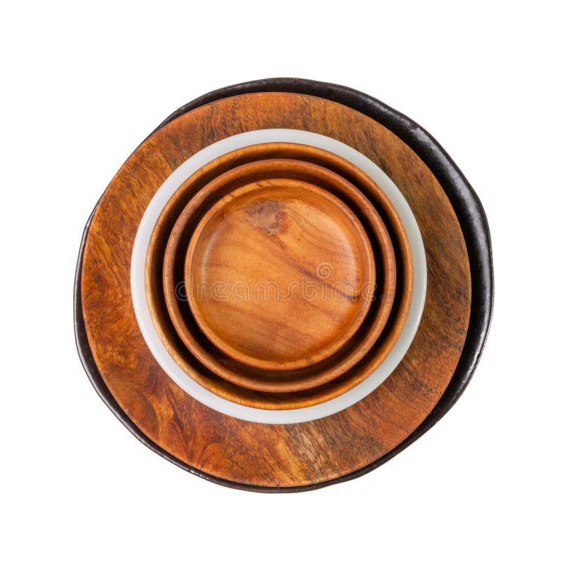 Bowl Stack Isolated, Stacked Dishes, Various Bowls Pile, Wooden and ...