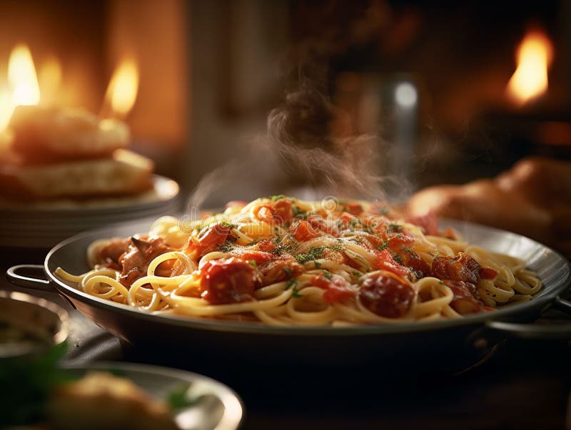 Bowl of Steaming Spaghetti Topped with Assorted Cooked Meatballs. AI ...