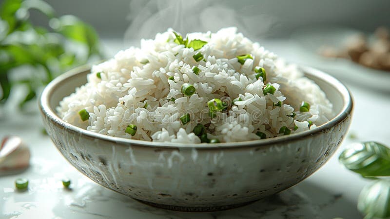 Bowl of Steaming White Rice. AI Generated. Stock Illustration ...