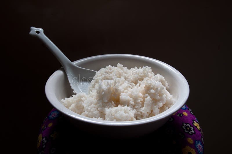 Bowl of sticky white rice stock photo. Image of steamed - 24428454