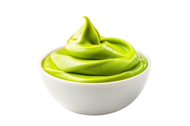 Bowl with Swirl of Spicy Wasabi Paste Isolated on White Transparent ...