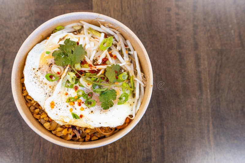 Bowl of Thai Noodle Food with Egg on Top Stock Image - Image of ...