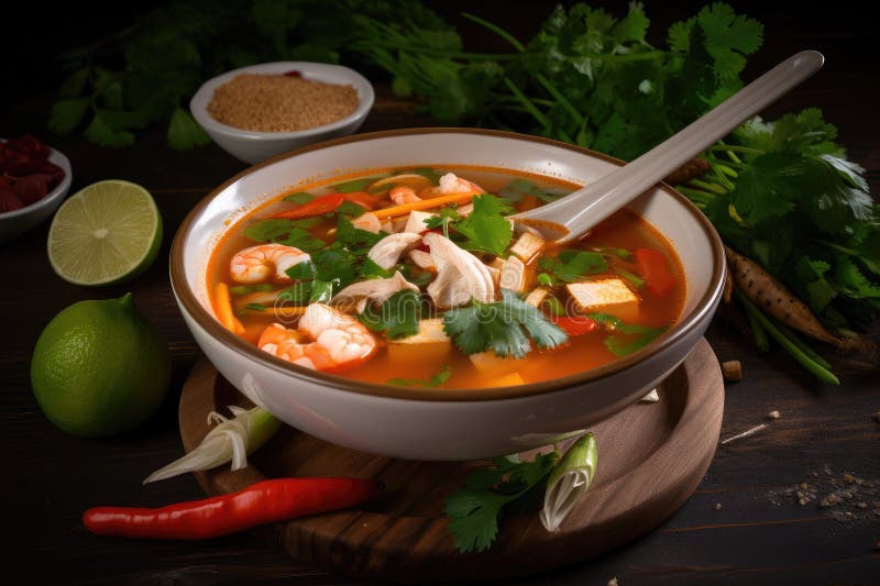 Bowl of Tom Yam Soup with Extra Ingredients for Added Flavor and ...