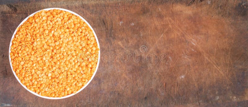 Bowl of Uncooked Dhal on Wooden Board Stock Image - Image of dahl ...
