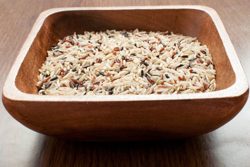 Bowl with Uncooked Mixed Brown, Red and Black Rice Stock Image - Image ...