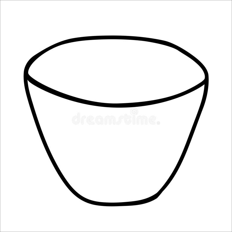 Bowl Vector Doodle Hand Drawn Illustration Isolated on White Stock ...