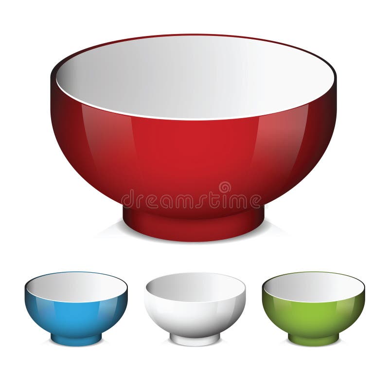 Bowl Vector Set in Different Colors Stock Vector - Illustration of blue ...