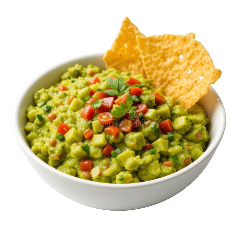 Bowl of Vibrant Guacamole with Fresh Vegetables and Tortilla Chips ...