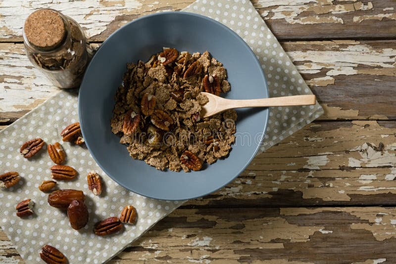 Bowl of Wheat Flakes and Date Palm Stock Photo - Image of nutritious ...