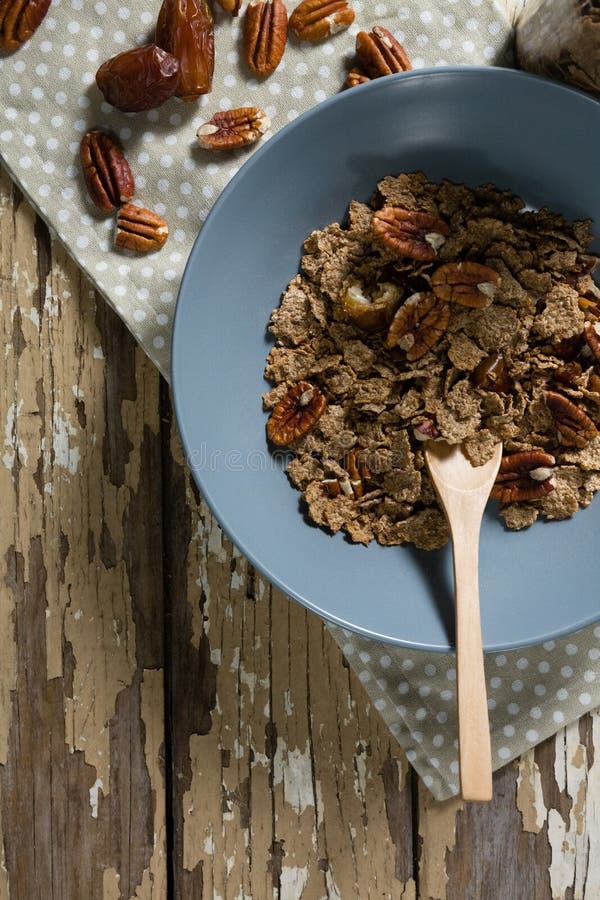 Bowl of Wheat Flakes and Date Palm Stock Image - Image of healthy ...