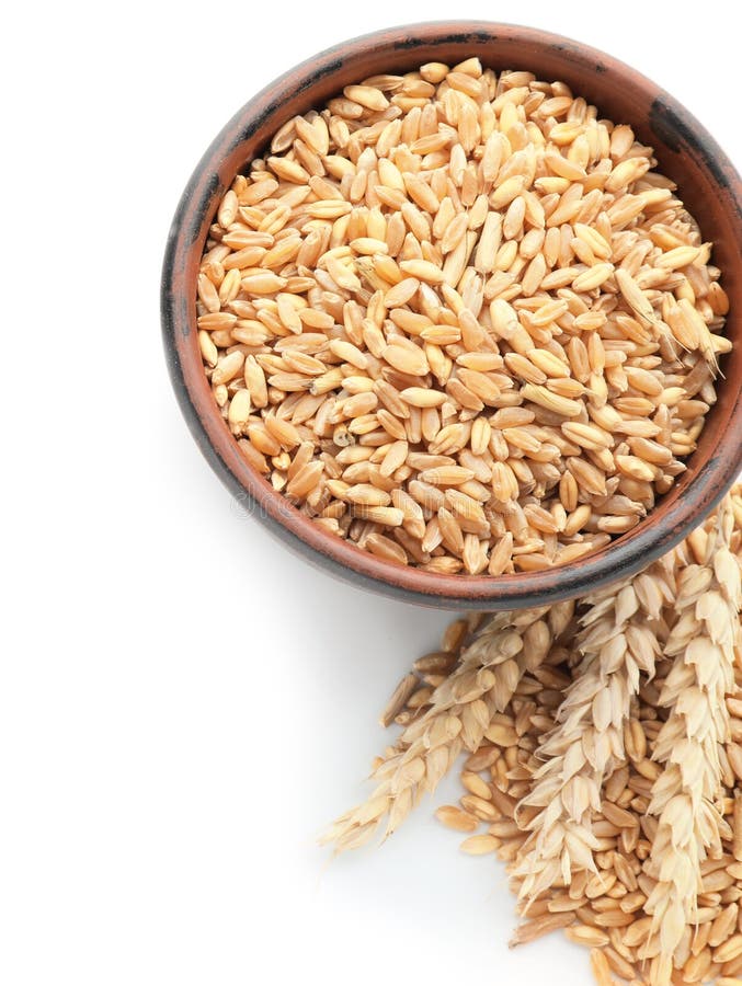 Wheat in bowl isolated stock image. Image of meal, natural - 19513419